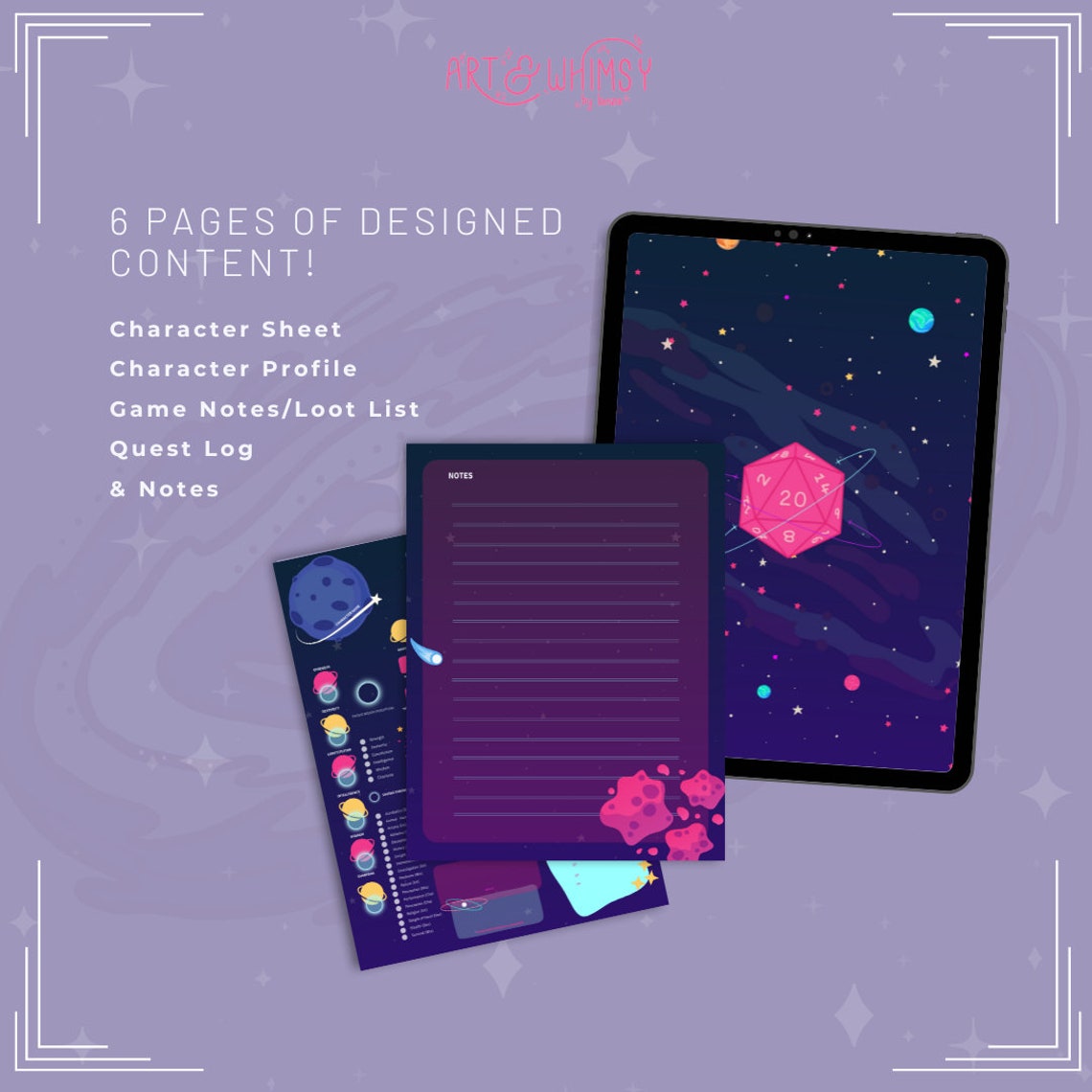 Space Dnd 5e Character Journal: Printable Campaign Sheet (PDF) - Etsy