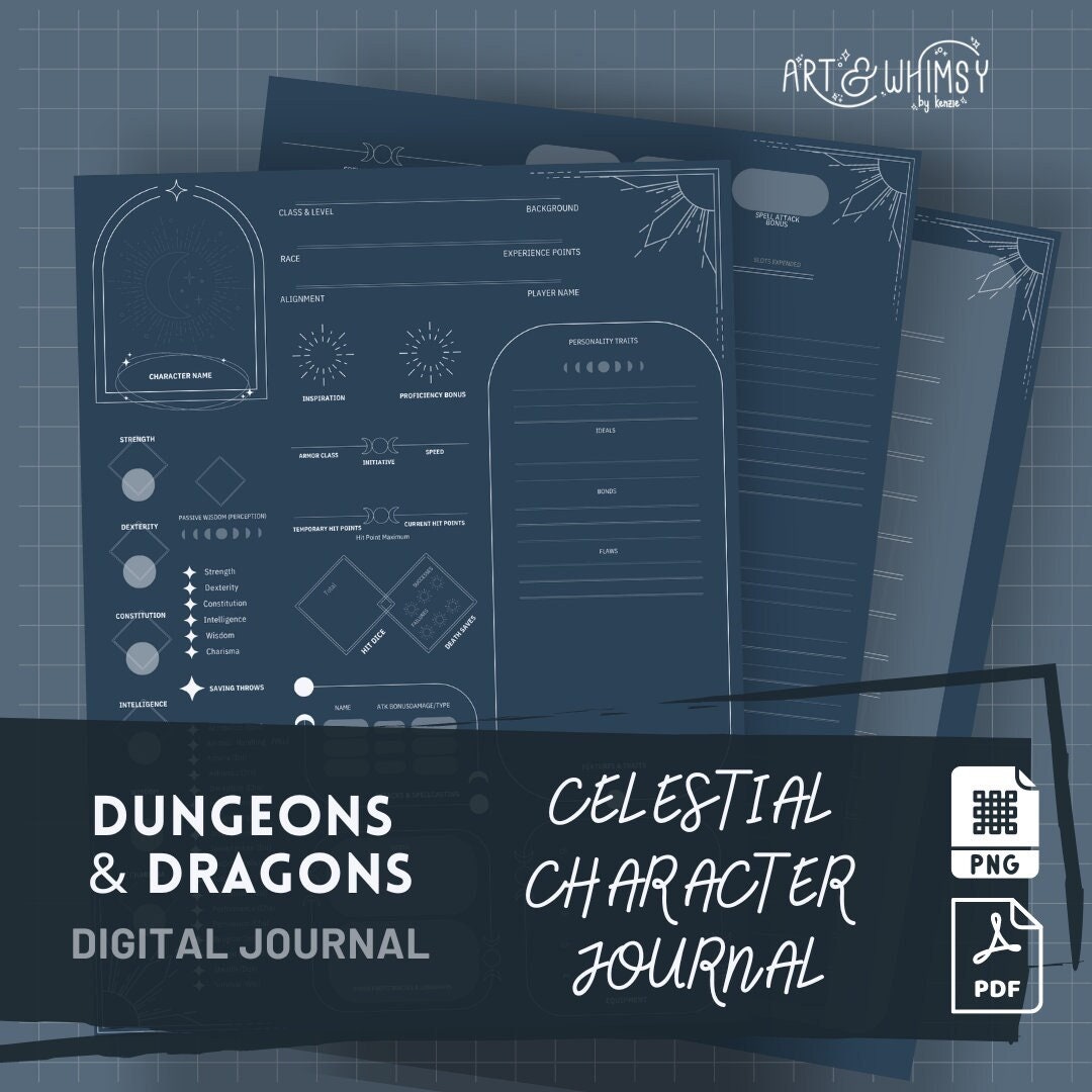 Celestial Dnd 5e Character Journal: Moon & Stars (PDF) - Etsy