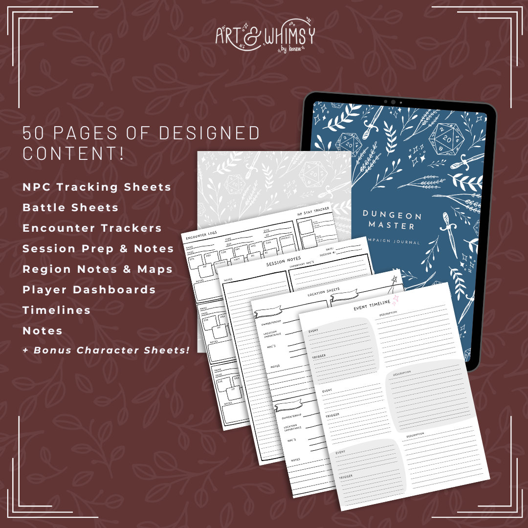 Hand Drawn Floral Dungeon Master Dnd 5e Campaign - Etsy