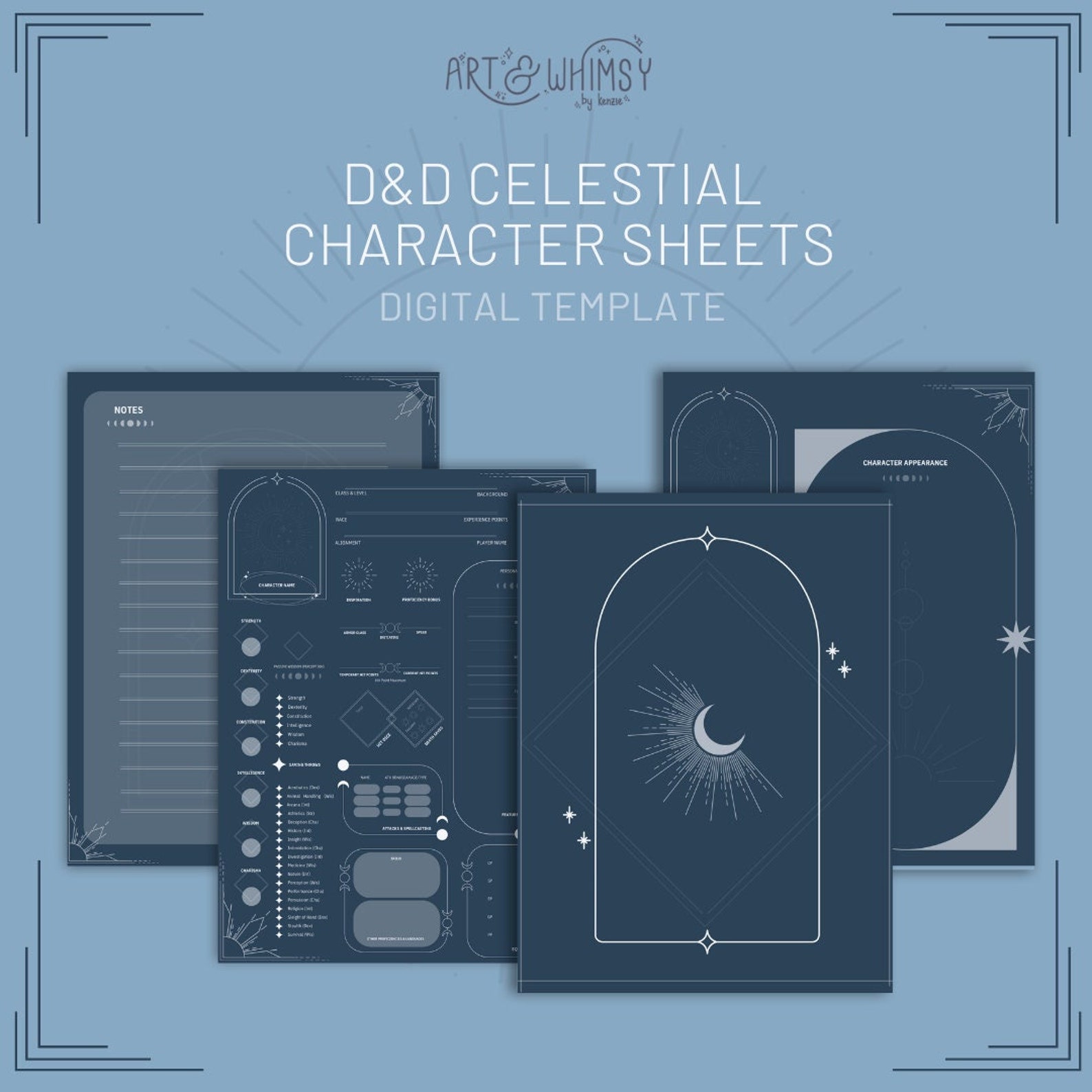 Celestial Dnd 5e Character Journal: Moon & Stars (PDF) - Etsy