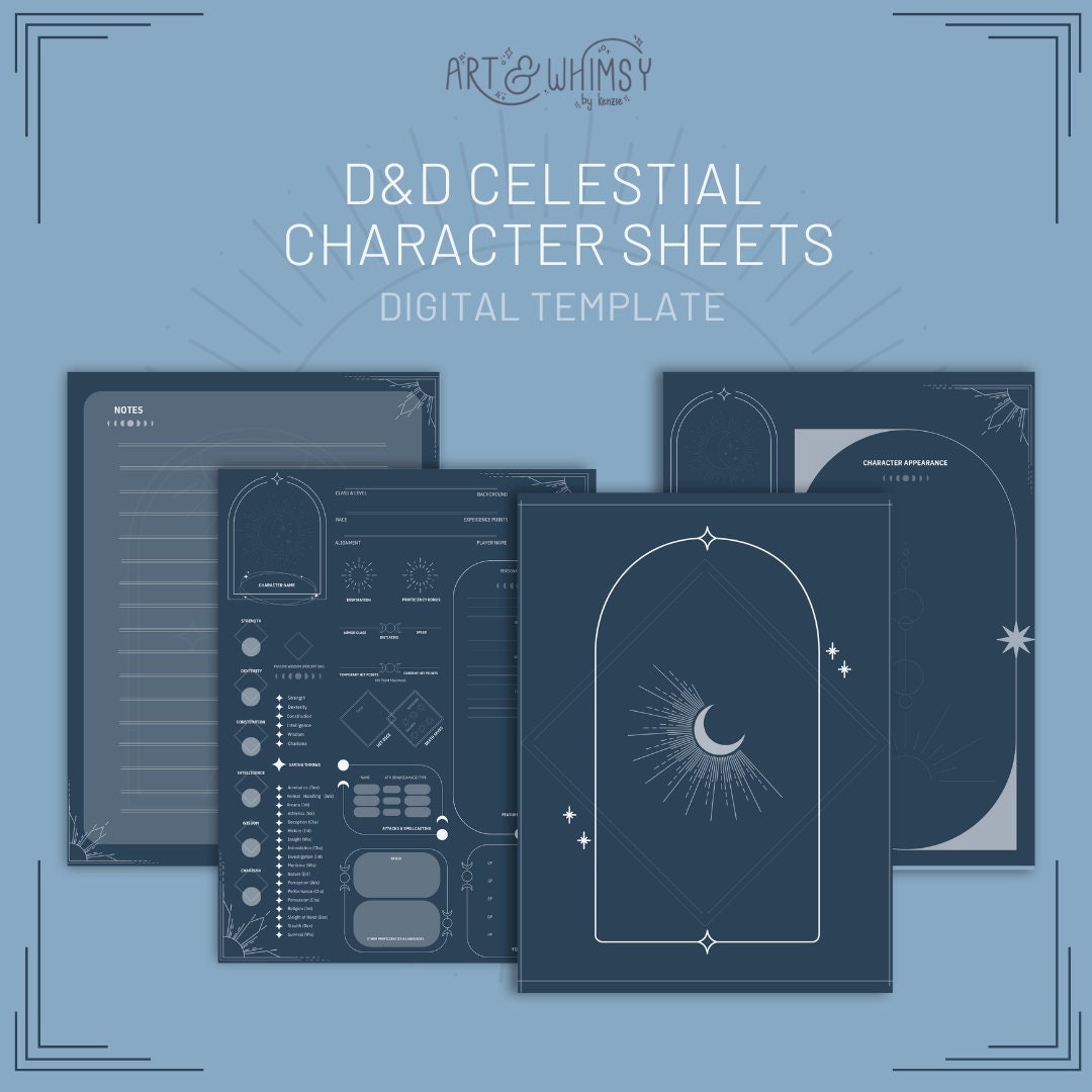 Celestial Dnd 5e Character Journal: Moon & Stars (PDF) - Etsy