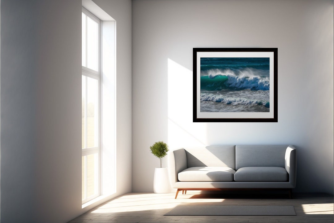 Blue Ocean Waves Ocean Waves Poster Wall Decor Digital Print Feng Shui ...