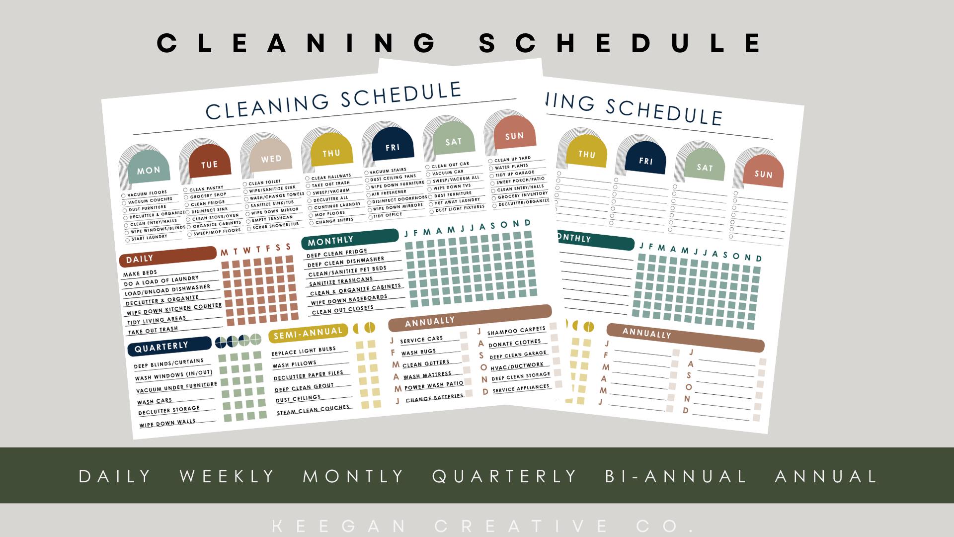 Editable Cleaning Schedule Template: Printable Chore Chart (digital ...