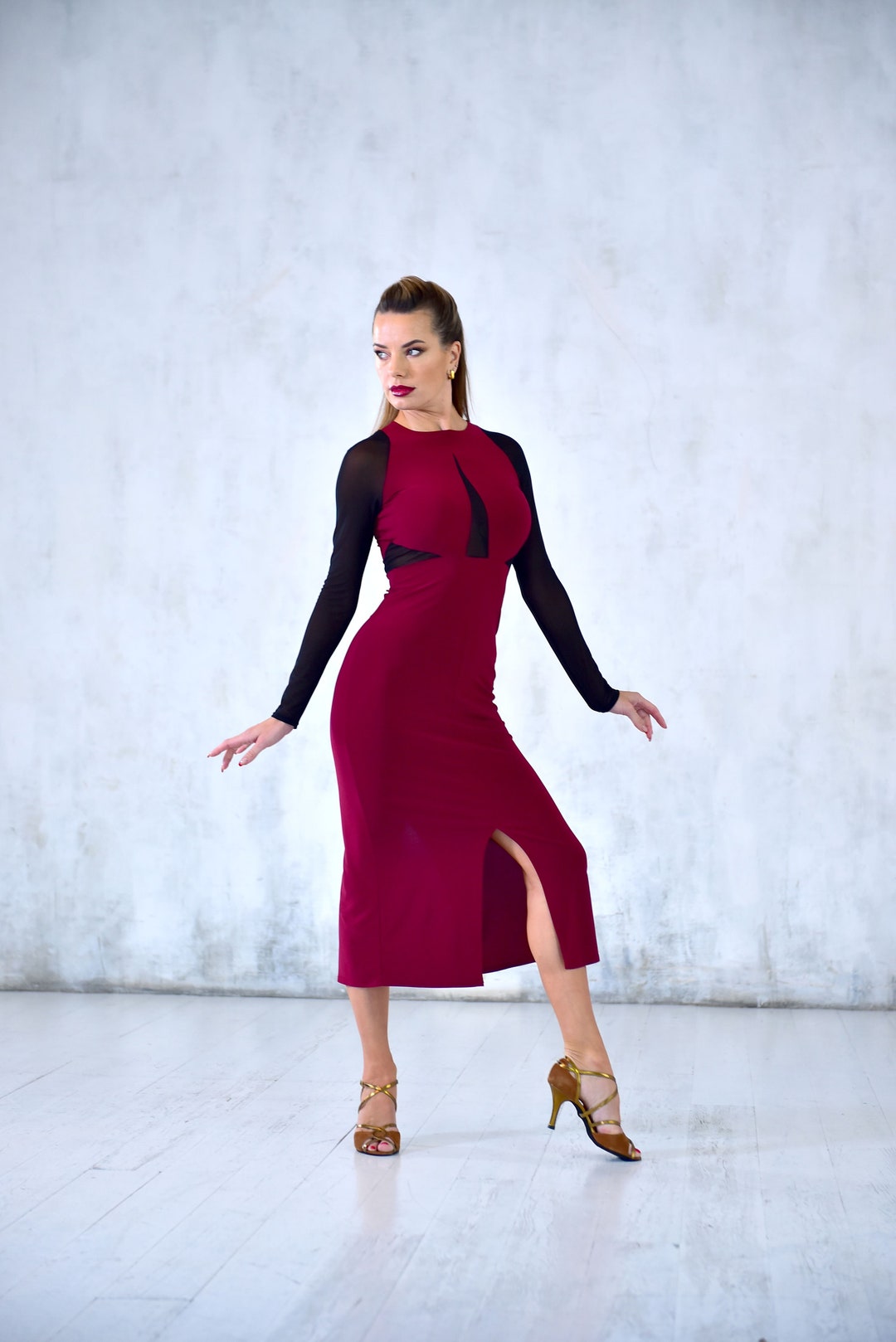 Tango Dress Andrea SM 8017 275 With Sheer Mesh Panels and 2 Slits - Etsy