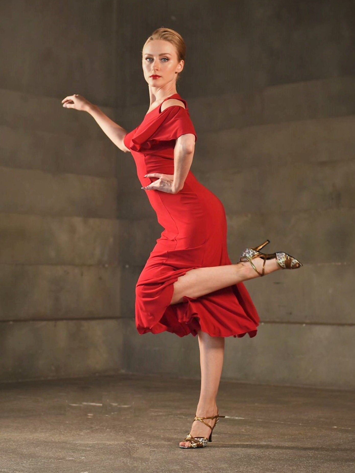 Red Tango Dress: Cold Shoulder Ruffle Mermaid Dance Dress - Etsy