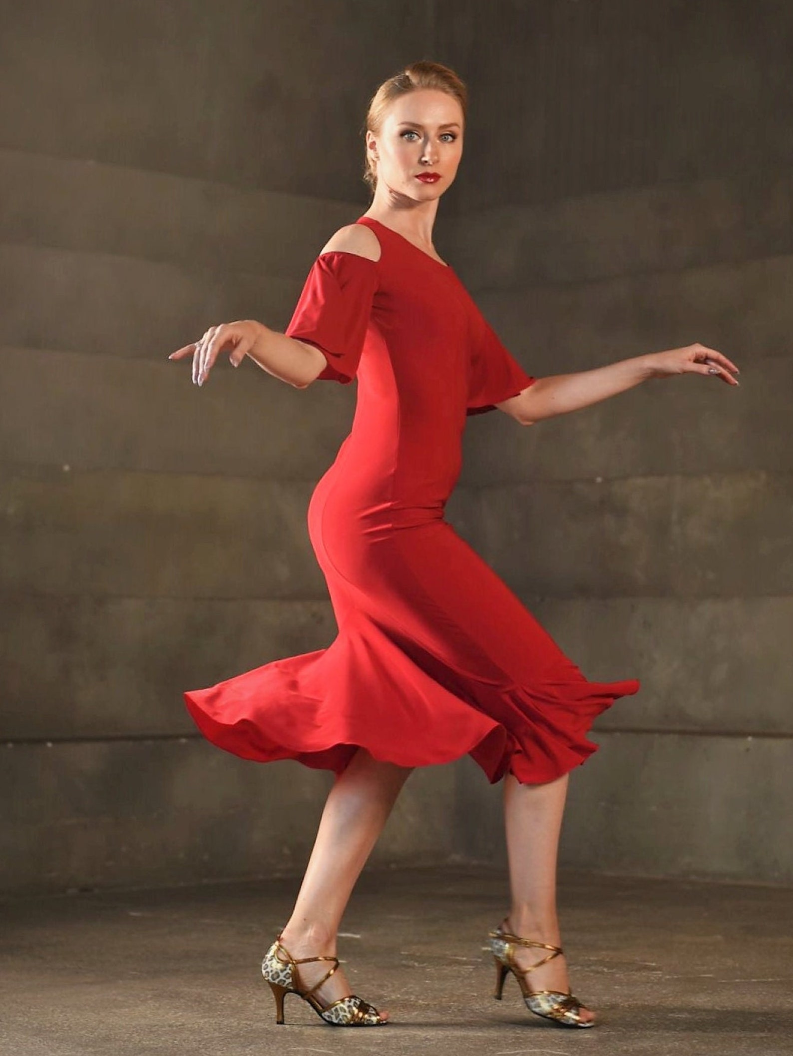 Red Tango Dress Nerea SM8030-195 by Dance Everywear, Mermaid Silhouette ...