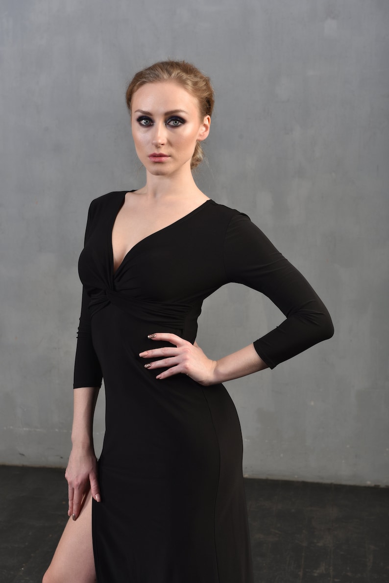 Tango Dress Daniela SM-8013-037 Amazing Twist Front Tango Dress. 3/4 Cleeves, a Slit on the Knee ...