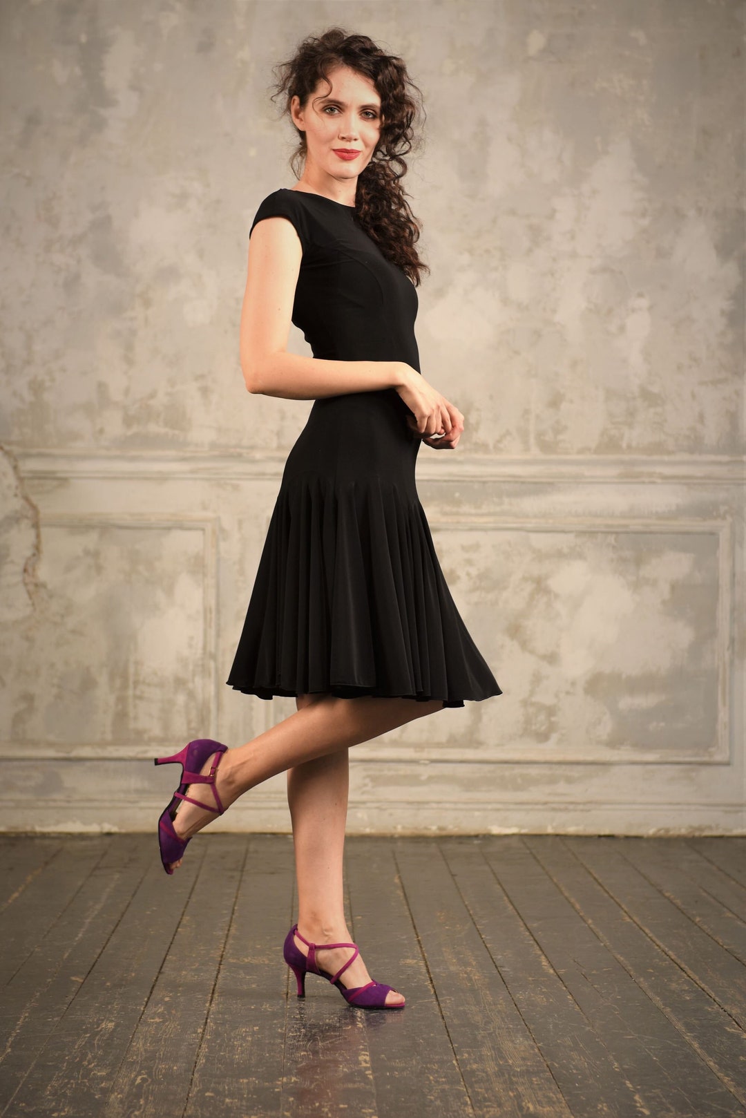 Black Salsa Dance Dress: Ruffle Sun Skirt - Etsy