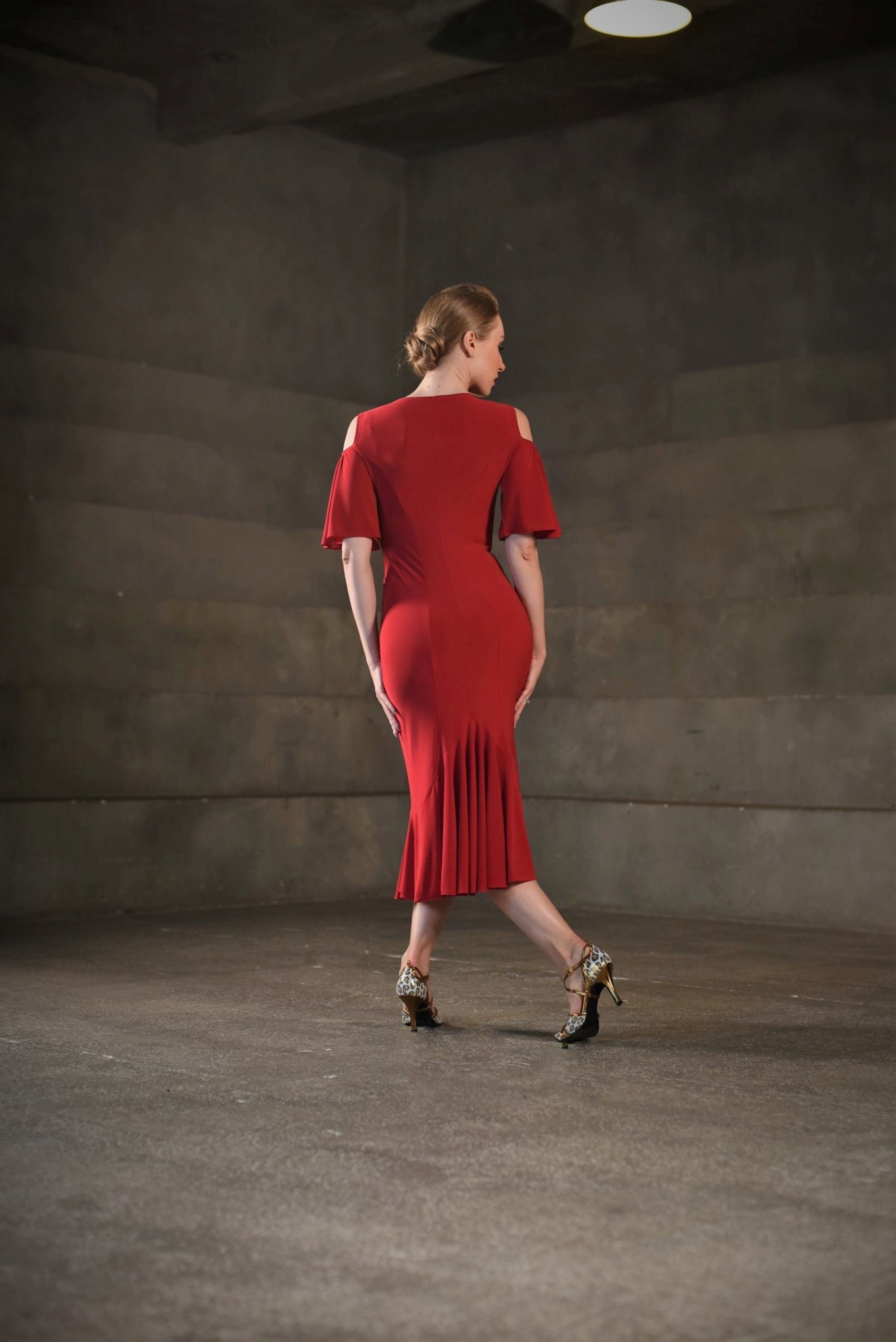 Red Tango Dress: Cold Shoulder Ruffle Mermaid Dance Dress - Etsy