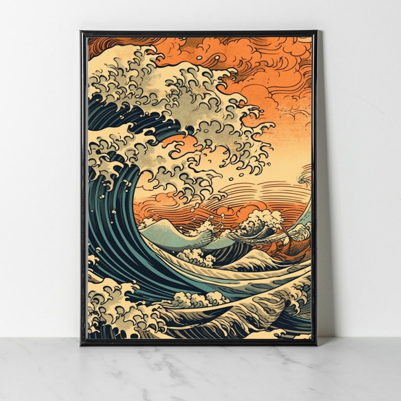Ukiyo-e Style Ocean Waves 1 - Printable Wall Art, Digital Download ...