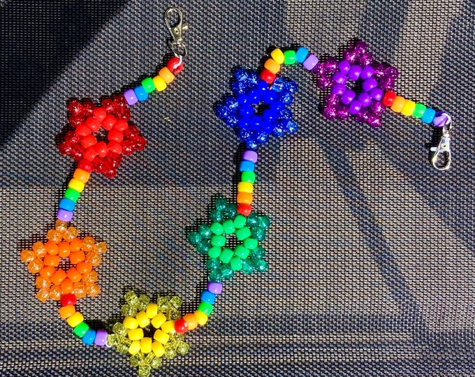 Rainbow Stars Kandi Belt Chain| Glitter Scenecore Pride Belt Loop Chain ...