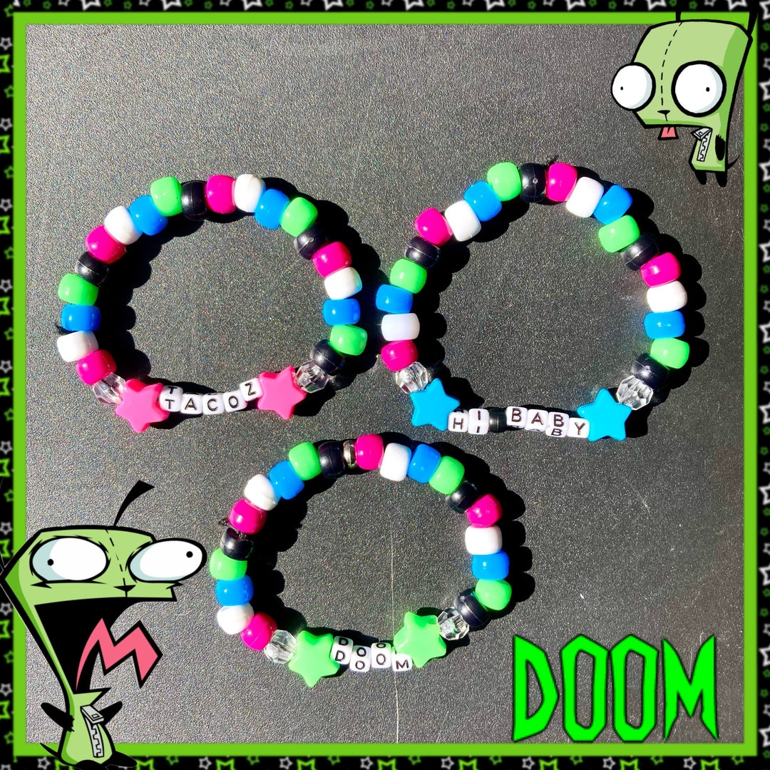 Gir Invader Zim Inspired Kandi Singles Set Bracelets Scene Kandi Y2K ...