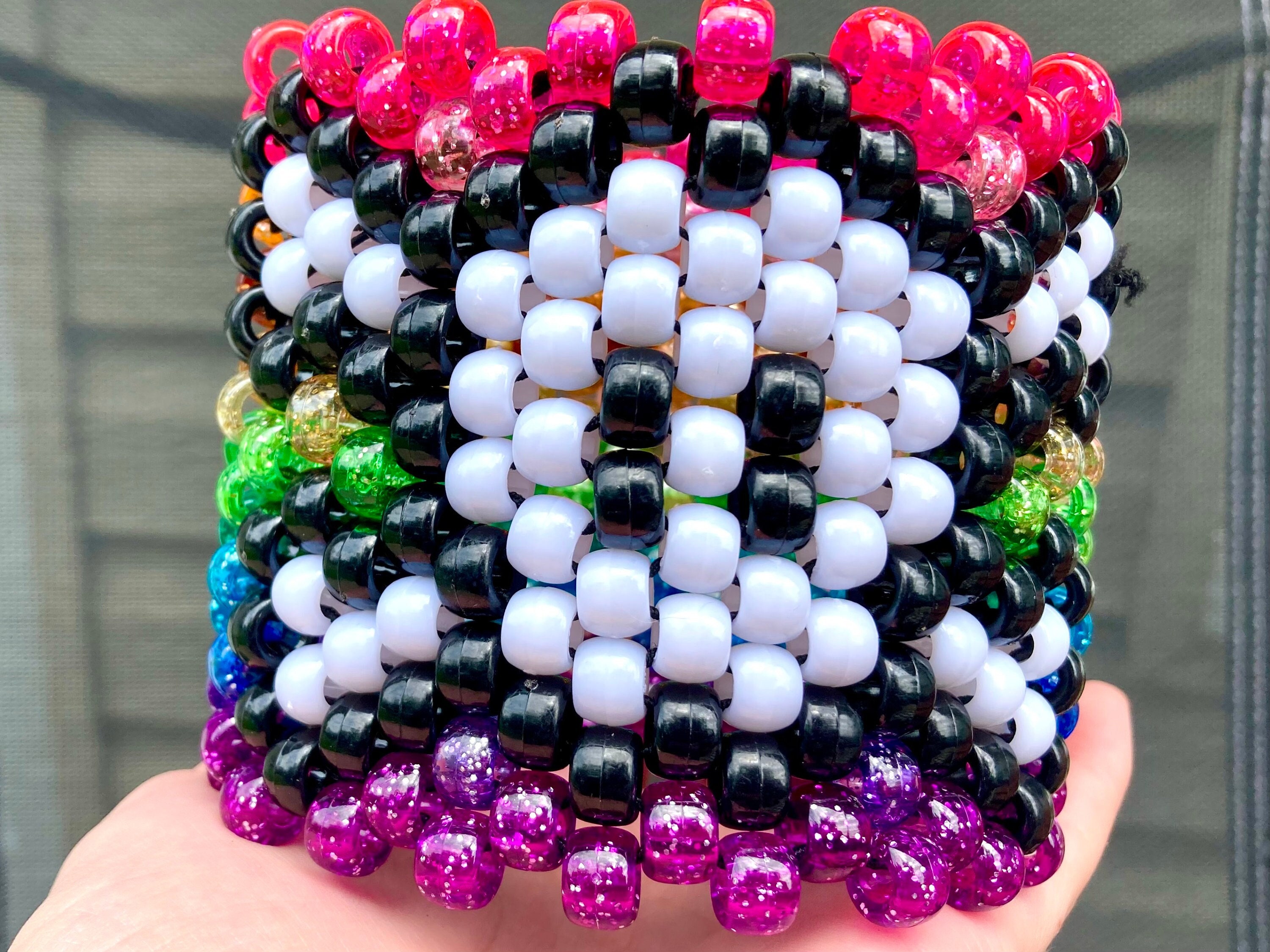 Rainbow Glitter Skull Kandi Cuff scene Emo Scenecore Multi - Etsy