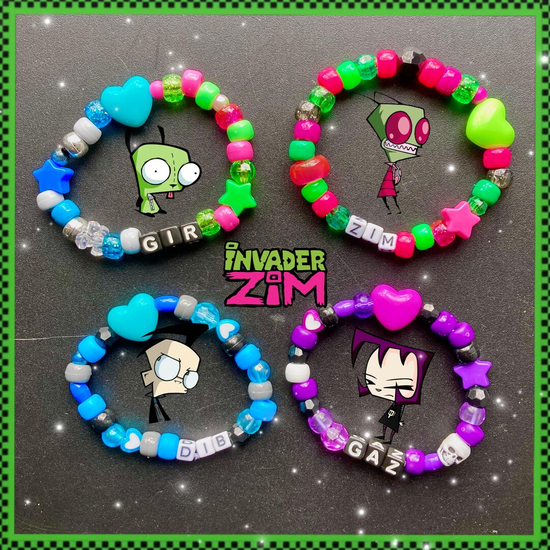 Invader Zim Inspired Kandi Single Set | Gaz Gir Dib Zim | Scene Kandi ...