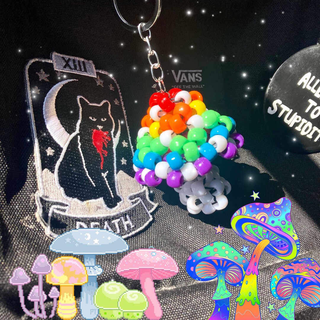 3D Kandi Mushroom Keychain | Fairycore Cottagecore Beaded Keychain Bag ...