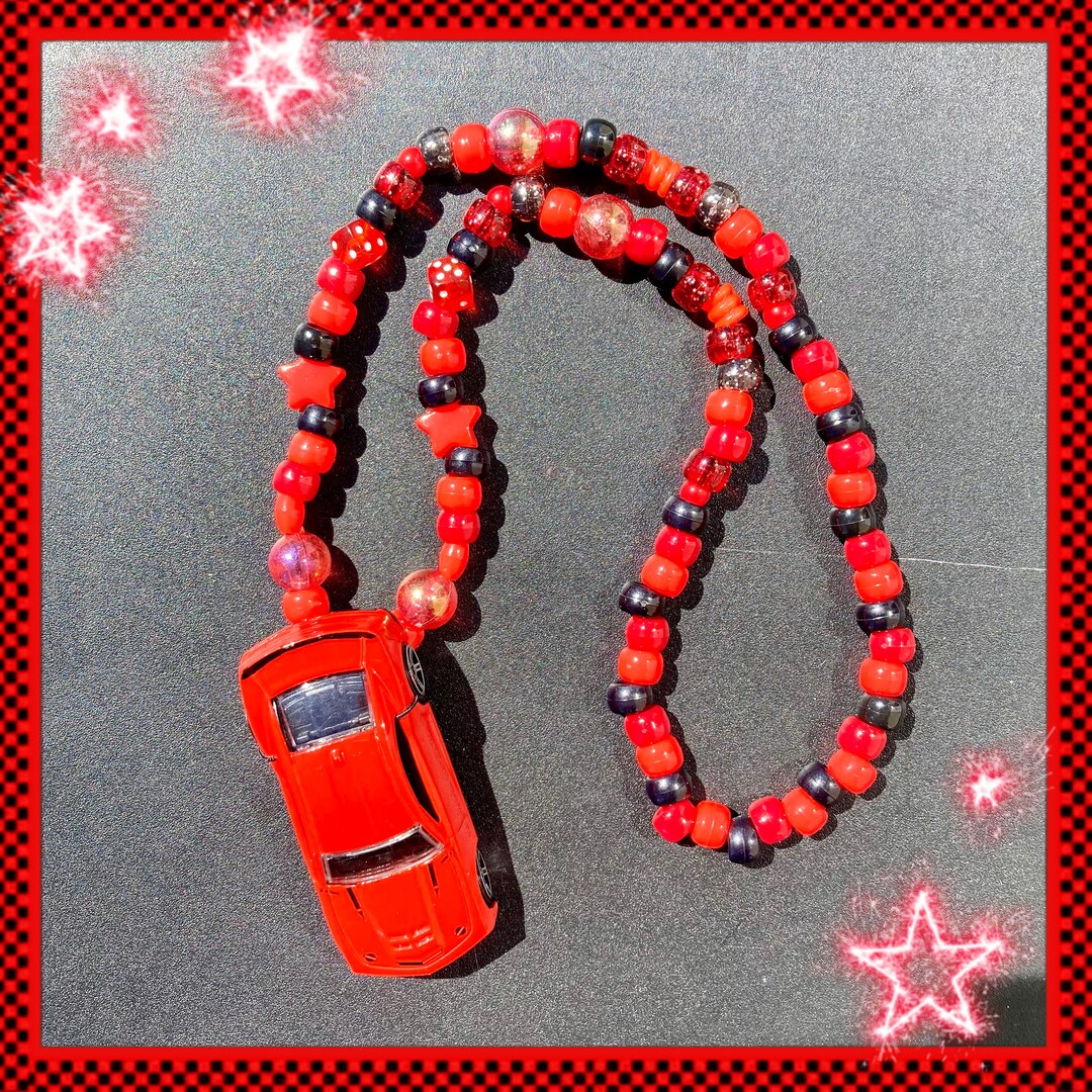 Red Car Rave Kandi Necklace | Meme Kandi | Scenecore Perler Charm ...