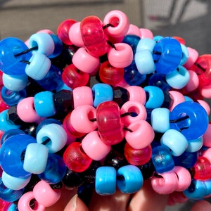 Pink Blue Black Scenecore Mini Rotating Kandi Cuff Beaded Rotator Cuff ...