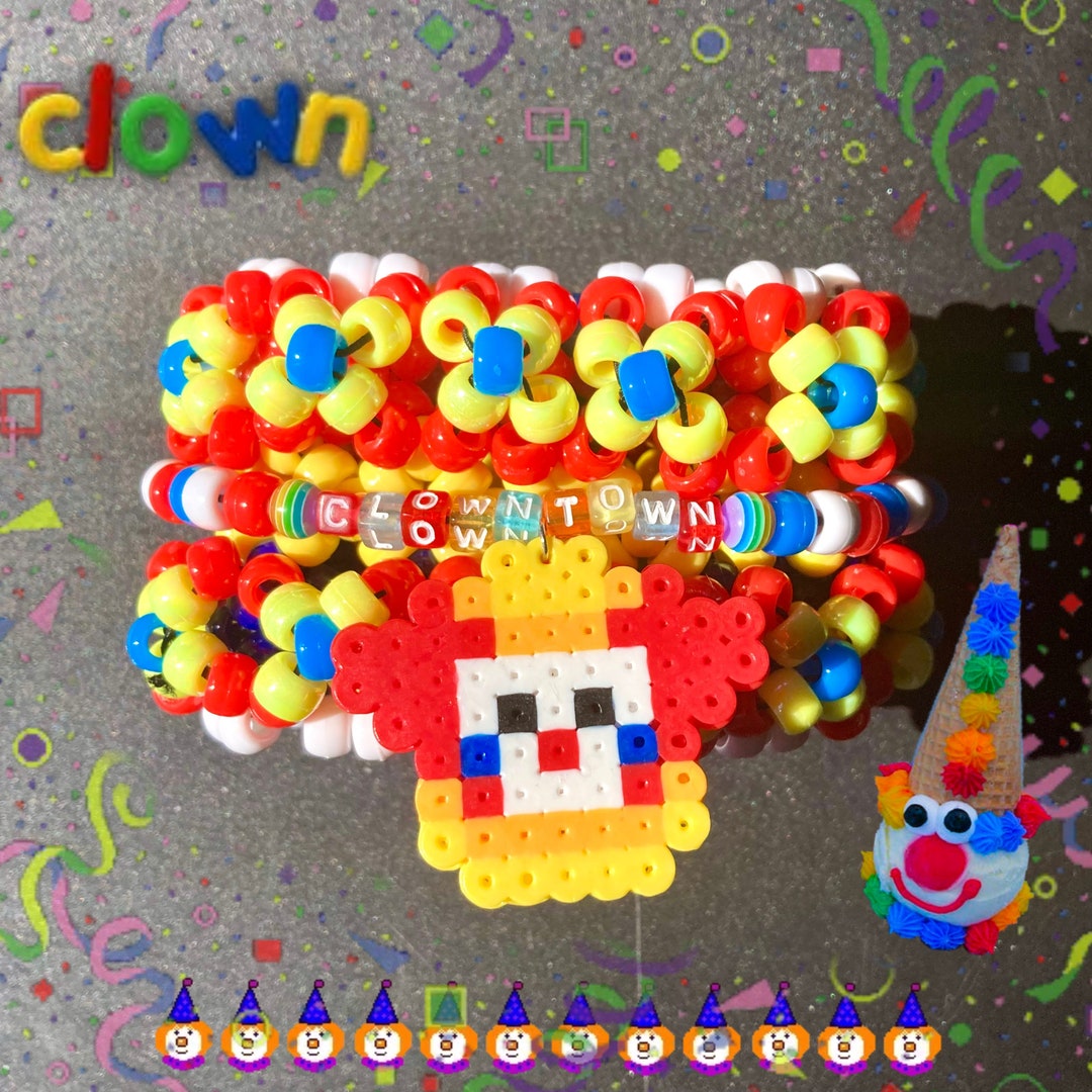 Clown Town Mini Rotating Kandi Cuff | Beaded Rotator Cuff | Y2K Emo ...