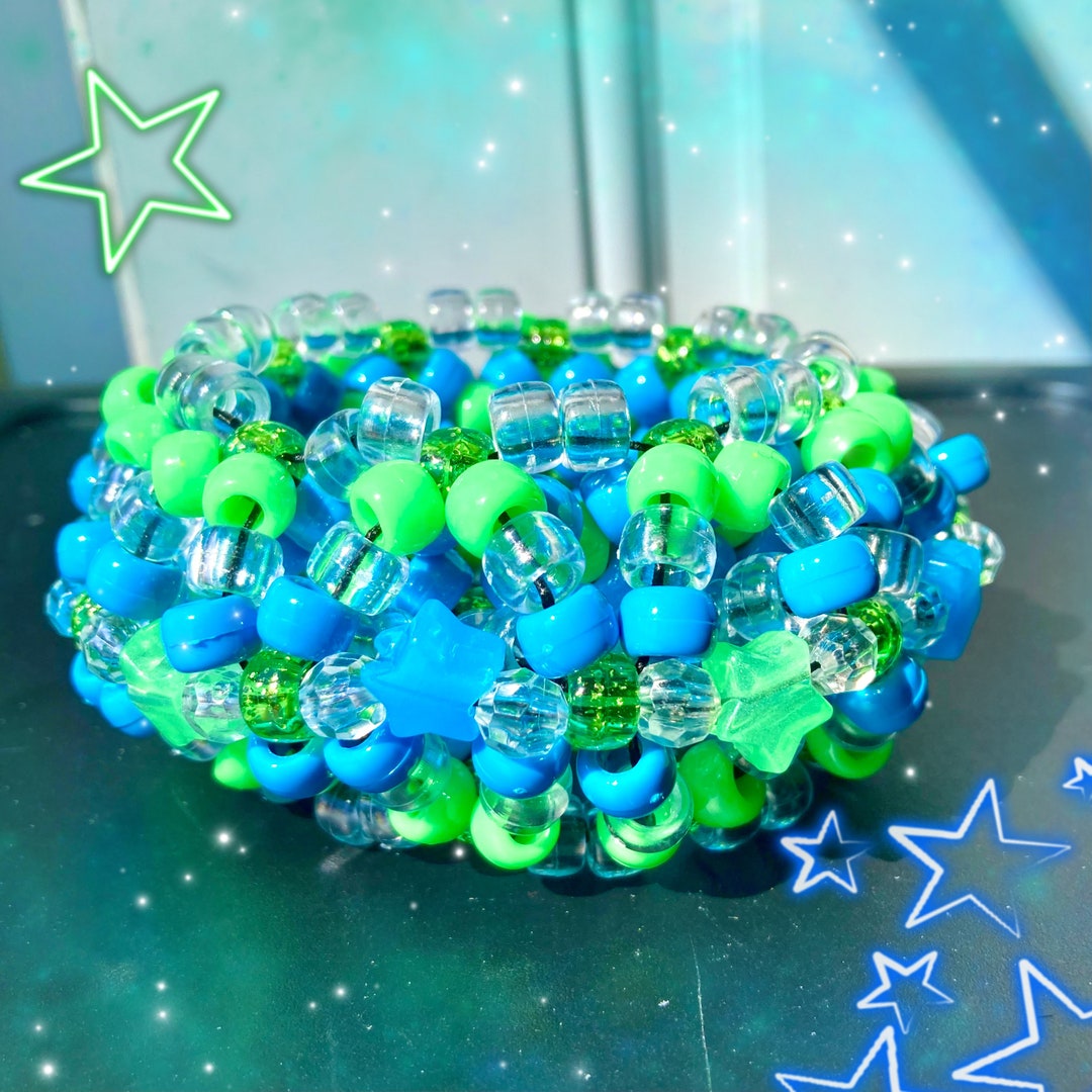 Peacock UFO 3D Kandi Cuff Star Theme Green and Blue 3D Bracelet Scene ...