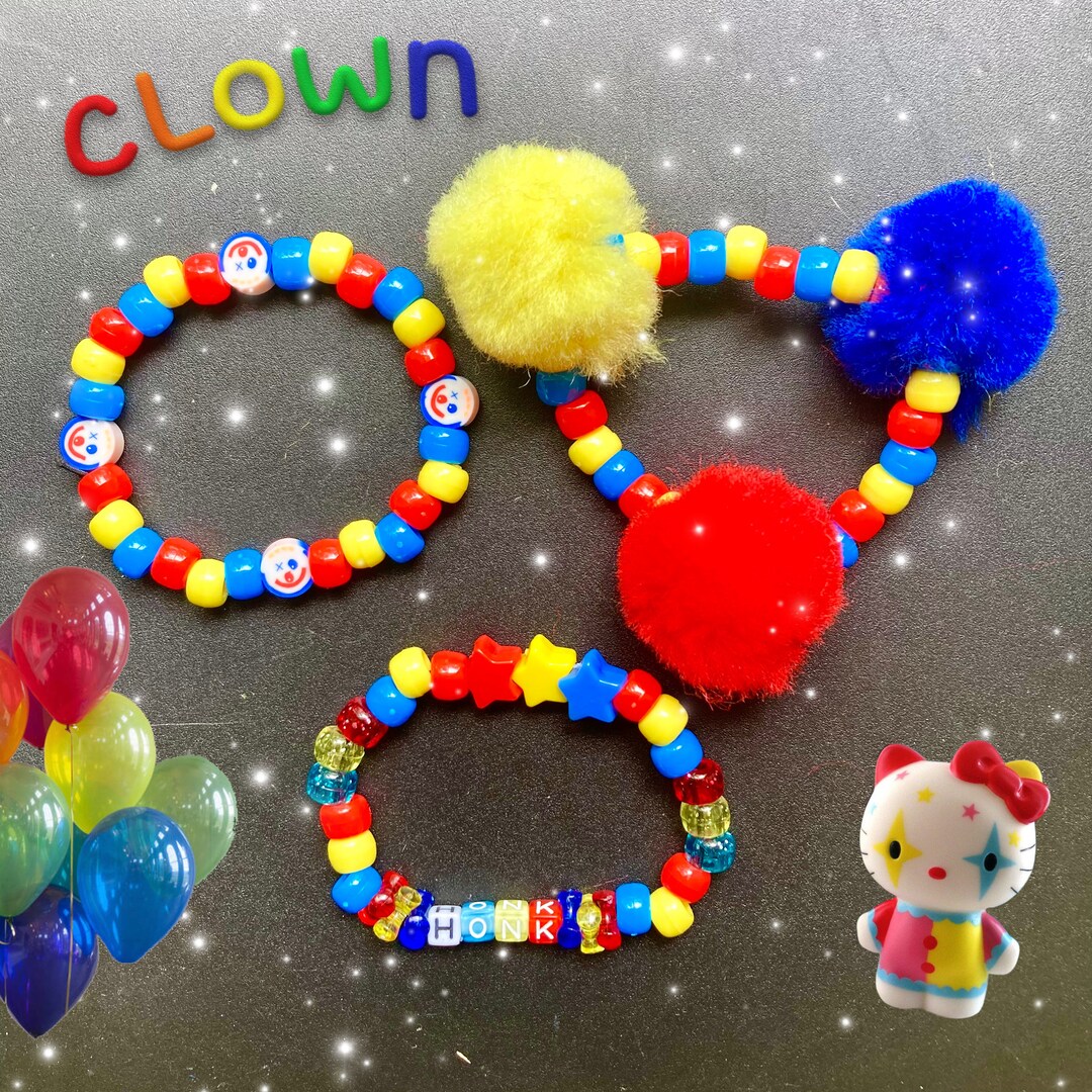 Clowncore Kandi Singles Set Primary Colors Bracelet Y2K Emo Scenecore ...