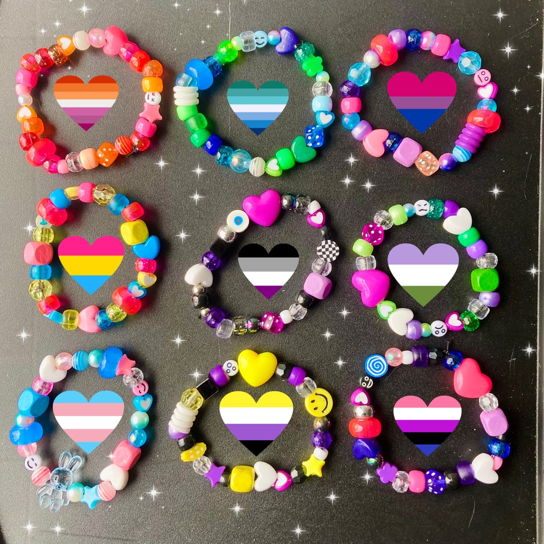 Aesthetic Pride Kandi Singles LGBTQ Pride Decora Kei Scene Emo Bracelet ...