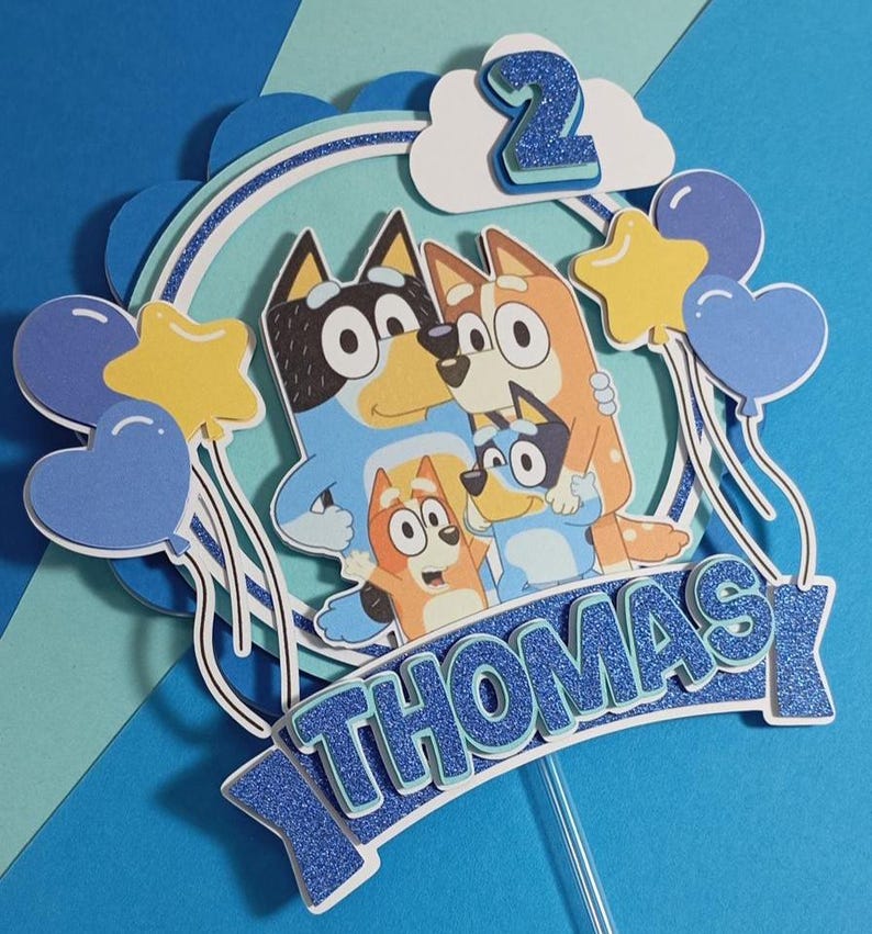 Bluey Cake Topper Silhouette Studio & PDF | Personalized Bluey Birthday ...