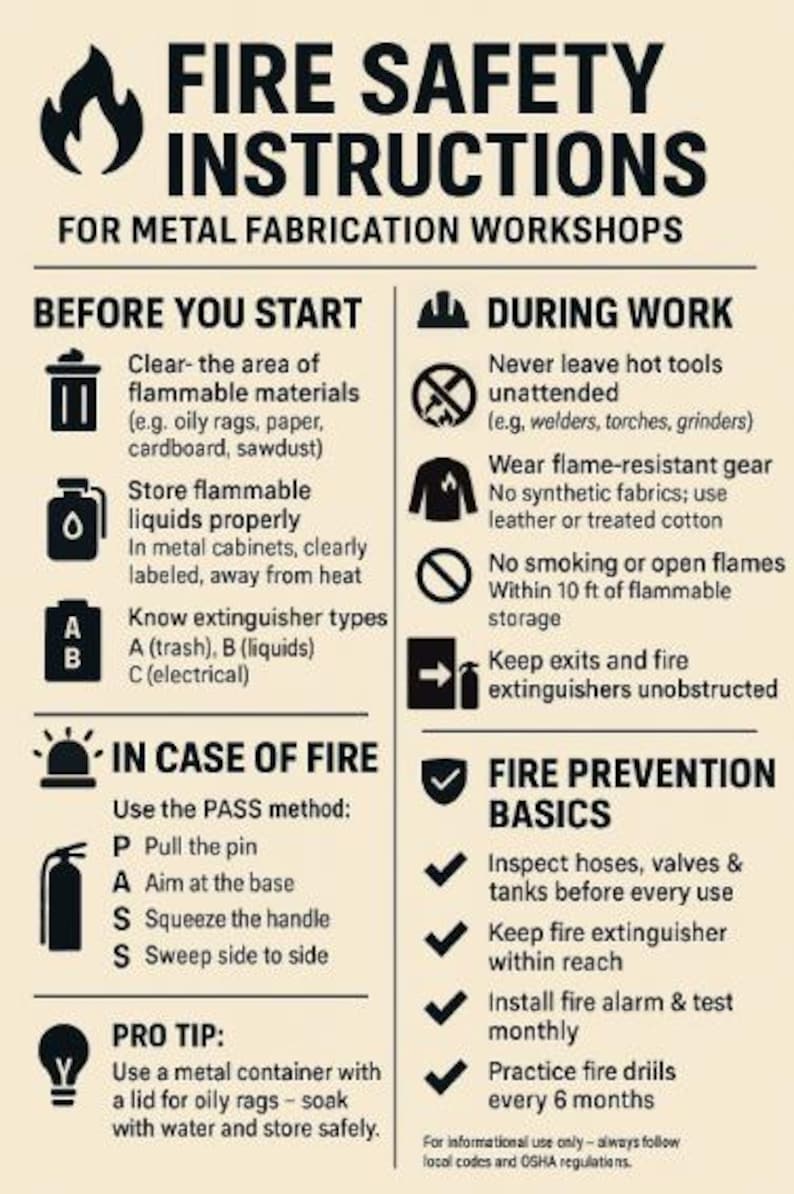 Digital Download: Printable Fire Safety Instructions – Welding Shop ...