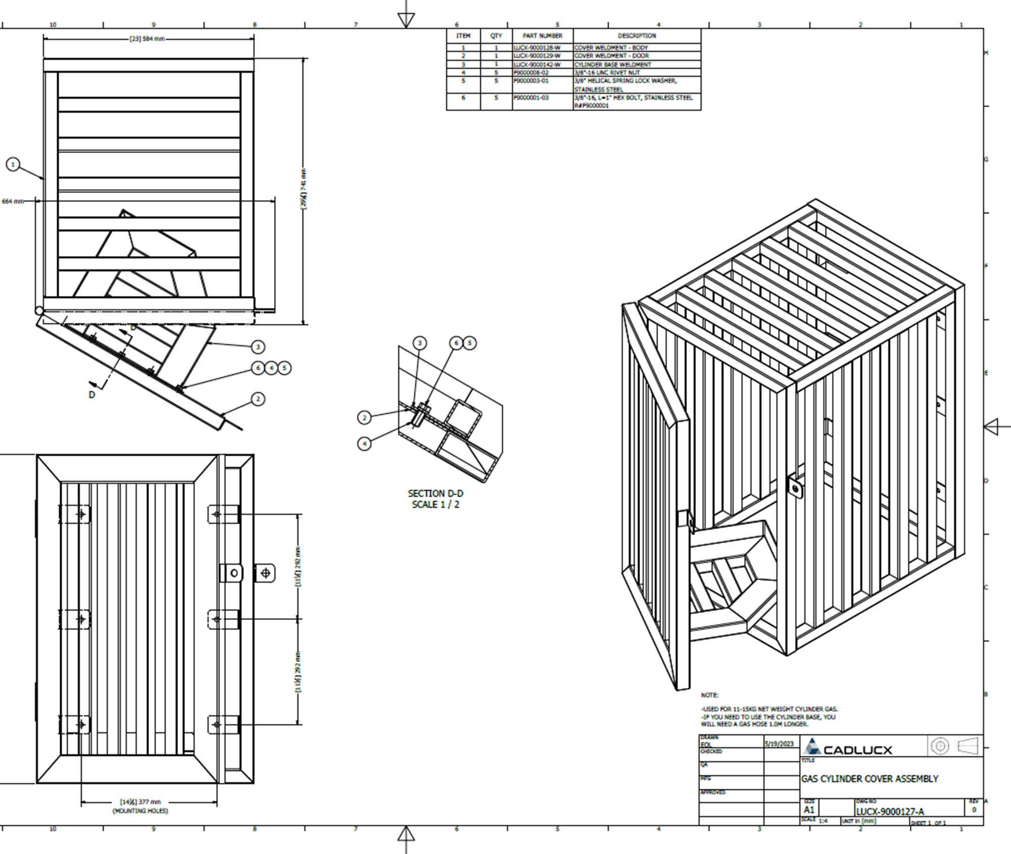 Digital Plan: Industrial Type Design Wall-mounted Gas Cage - Cylinder ...