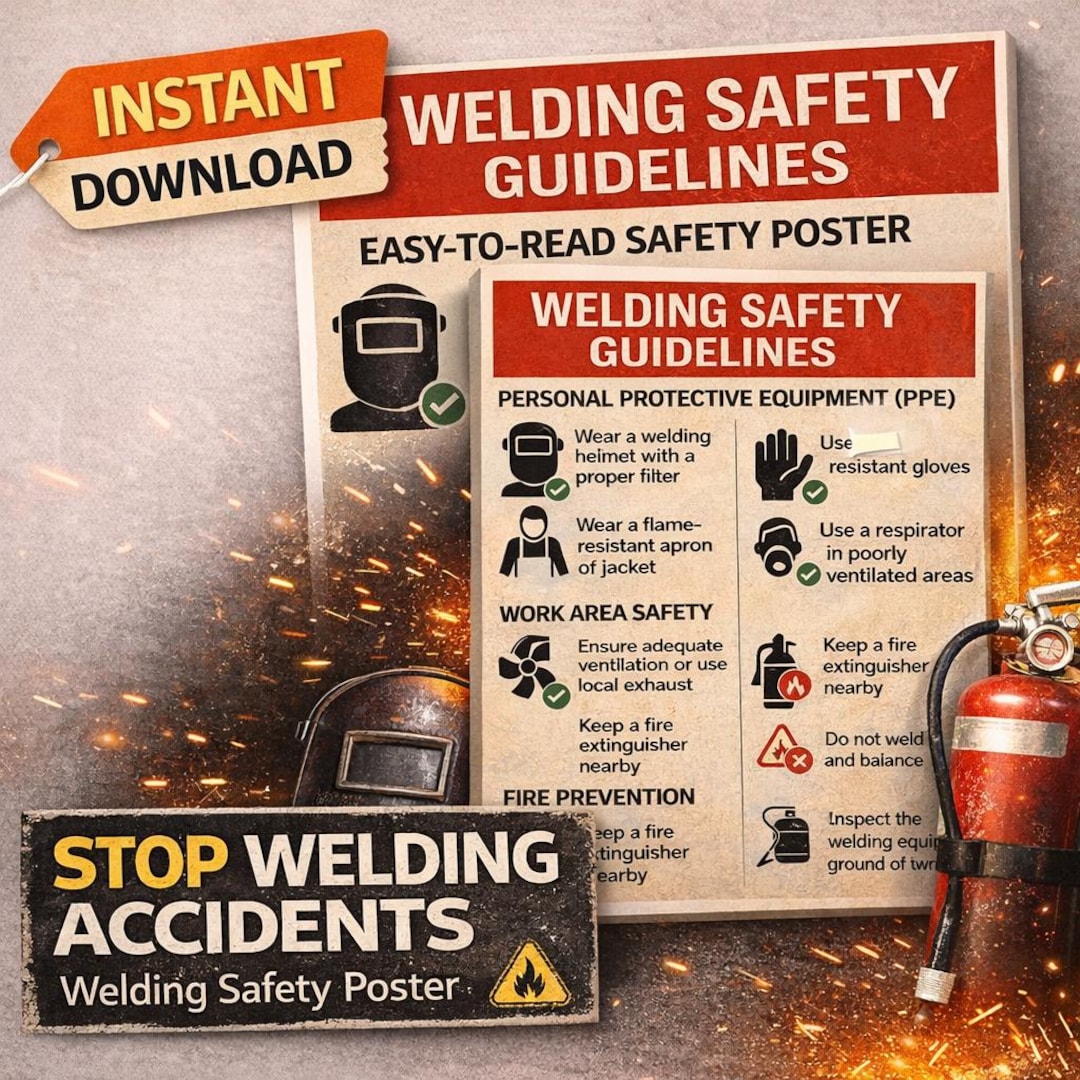 Digital Download: Printable Welding Safety Signs | Digital Poster for ...
