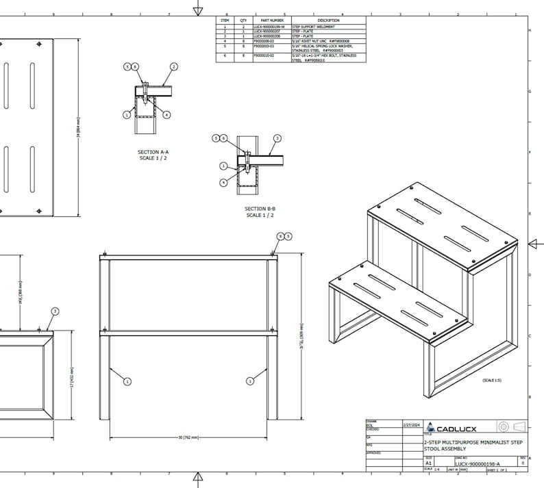 Digital Plan : Heavy-duty Metal Step Stool Perfect for Kitchen ...