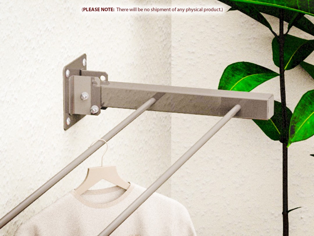 Digital Plan : Foldable Wall-mounted Clothes Hanger Rack - DIY for ...