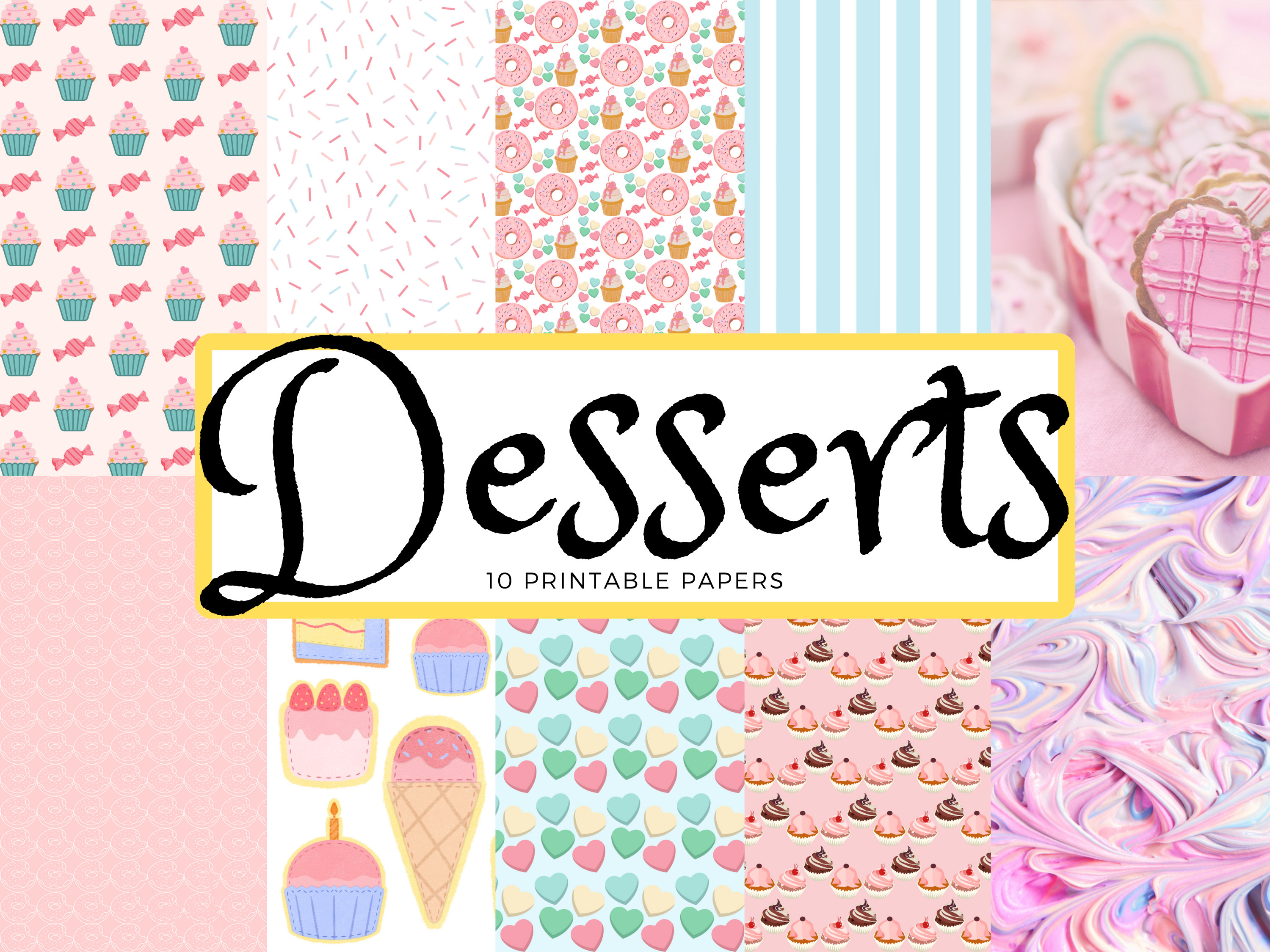Desserts - 10 Page Dessert Printable Paper Pack - Etsy