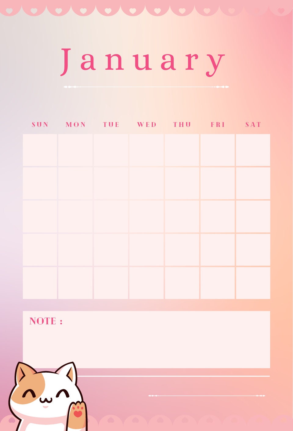 Pink Full Year Printable Planner Pages, All 12 Months - Etsy