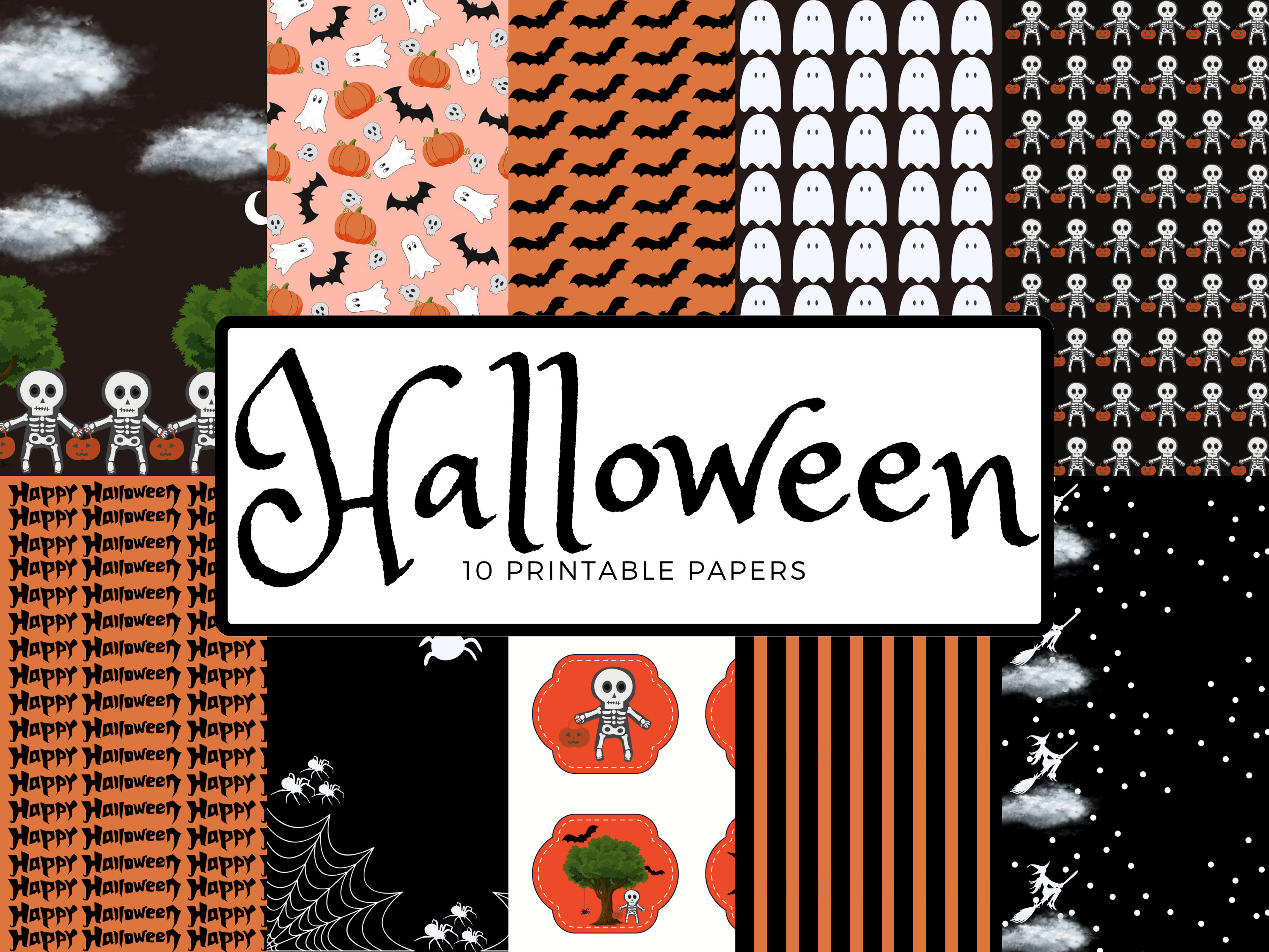 Halloween Printable Paper Pack - 10 Pages - Etsy