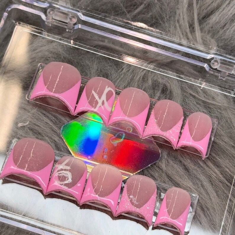 Pink French Duck Nails - Etsy