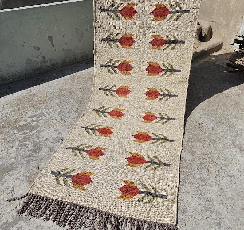 Vintage Kilim Runner Handmade Long Runner Bohemian Hallway Rug Wool ...