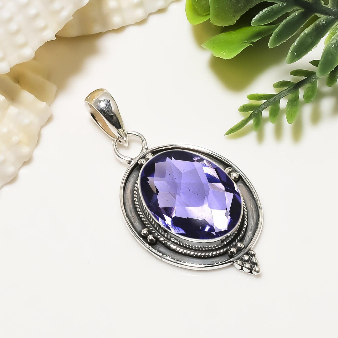 Iolite Sterling Silver Pendant: Handmade Gemstone Jewelry - Etsy