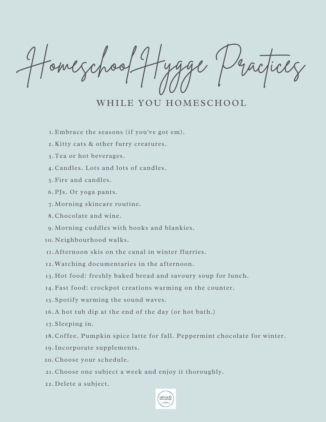 Homeschool Hygge Checklist - Etsy
