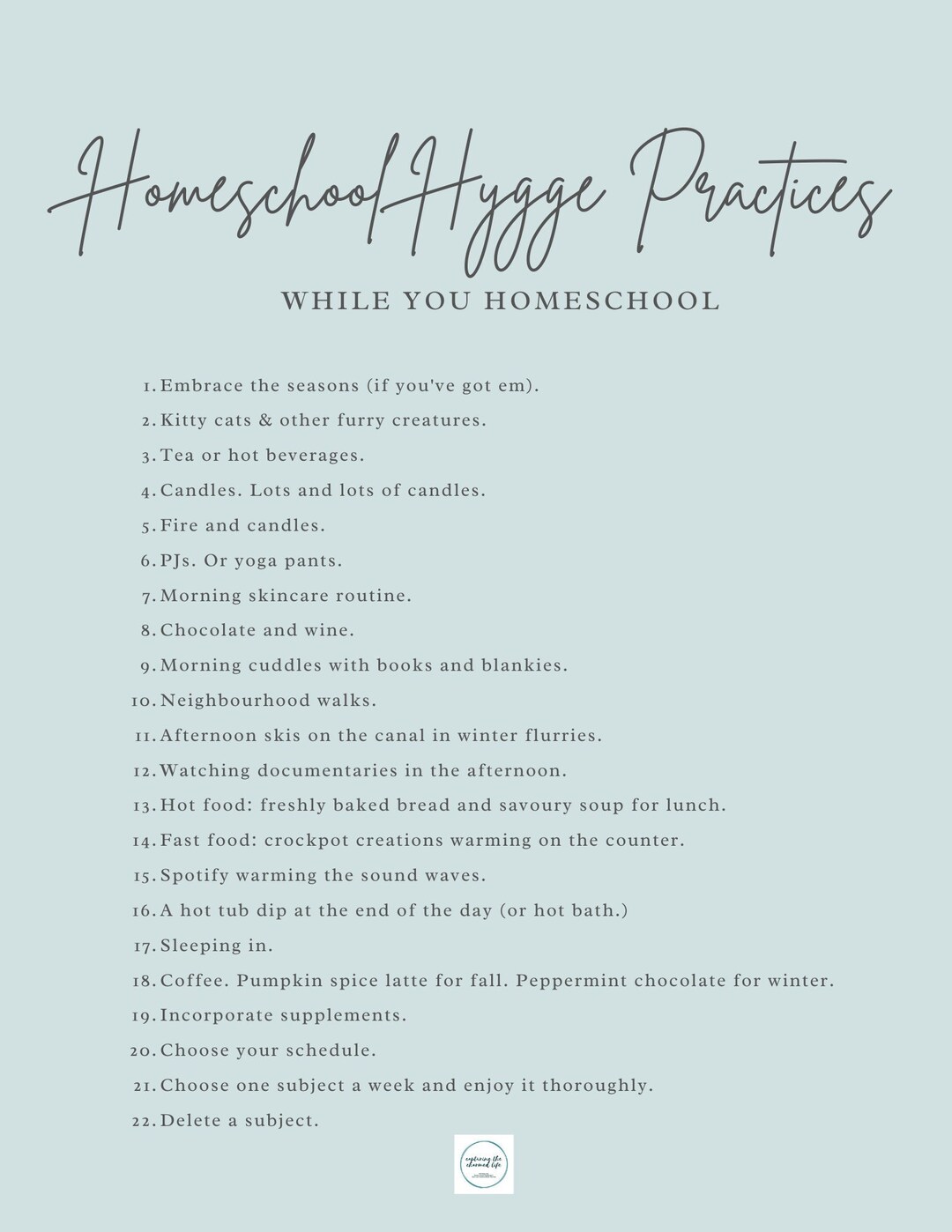 Homeschool Hygge Checklist - Etsy