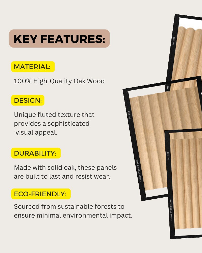 Self Adhesive Oak Flute Panel: Flexible 3D Wall Decor - Sample - Etsy