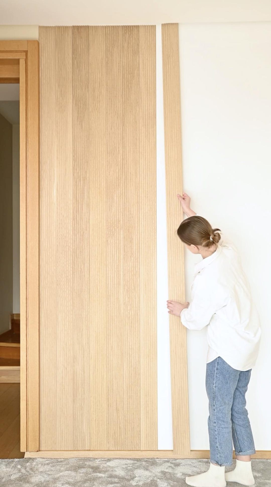 Custom Size Natural Oak Wood Fluted Wall Panel: Peel & Stick DIY Decor ...