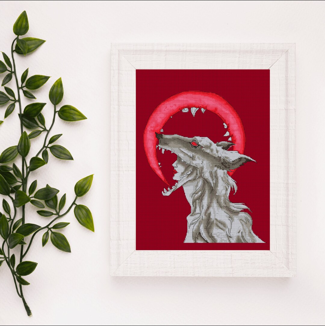 Werewolf Cross Stitch Pattern Modern Cross Stitch Chart Gothic Cross ...