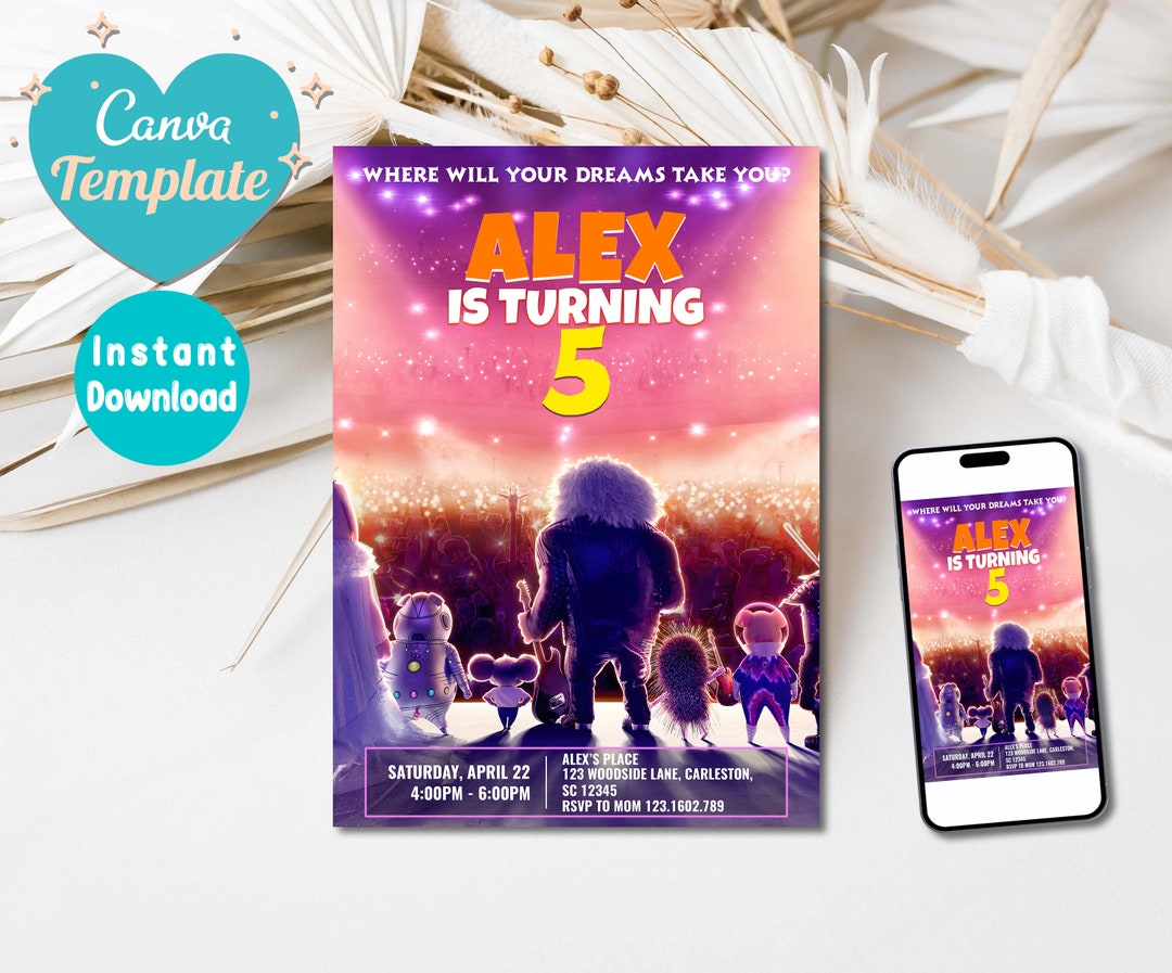 Sing Movie 2 Birthday Invitation Sing Movie 2 Invitation, Personalized ...