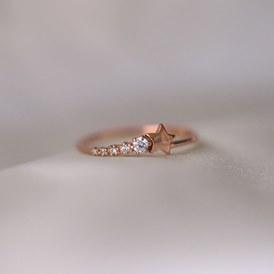 Shooting Star Ringstar Diamond Wedding Ringdiamond - Etsy