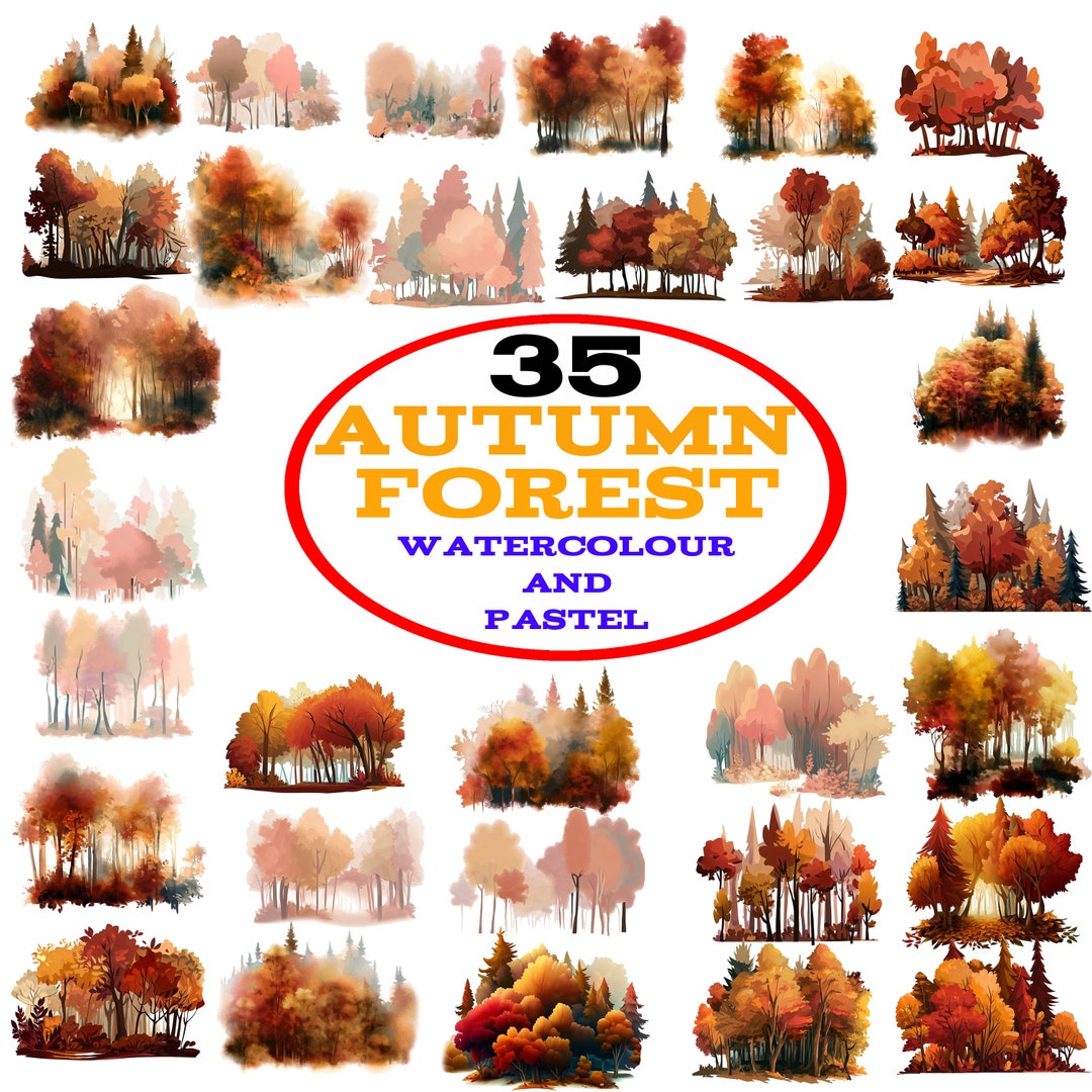 35 AUTUMN FOREST CLİPART Bundle-watercolour Clipart-commercial - Etsy