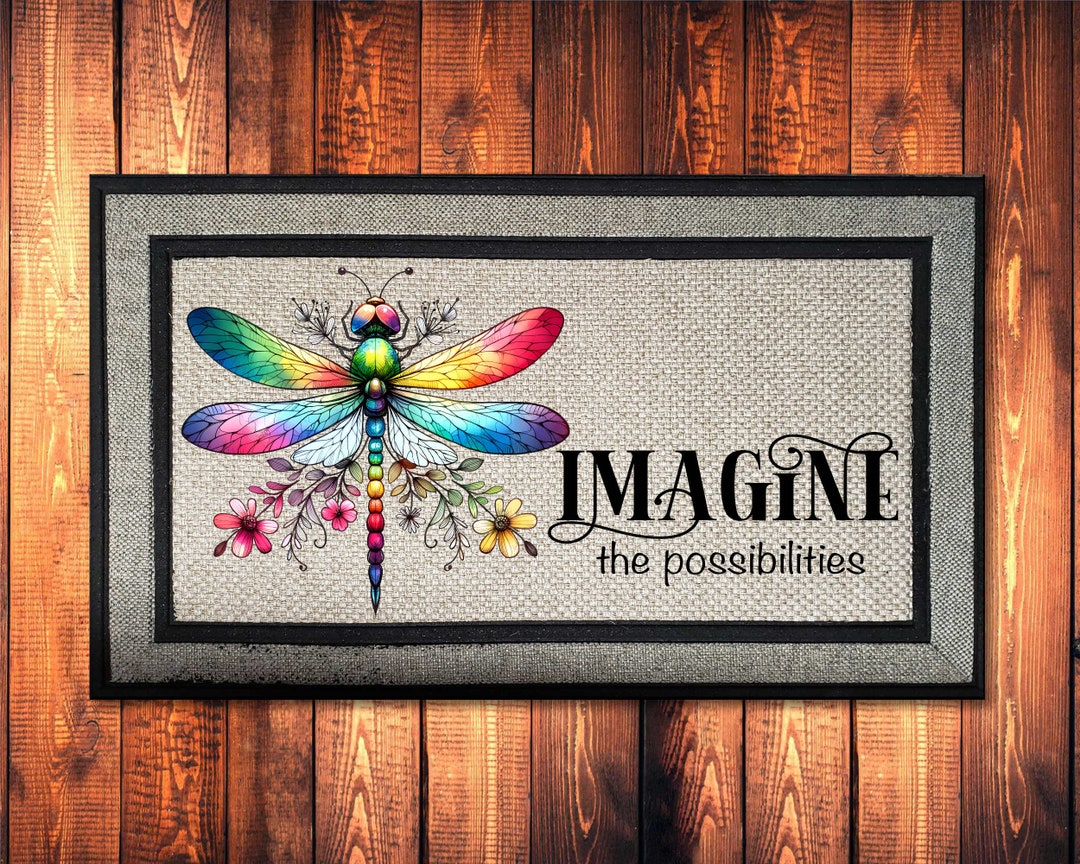 Doormat Colorful Bright Dragonfly Greeting - Etsy