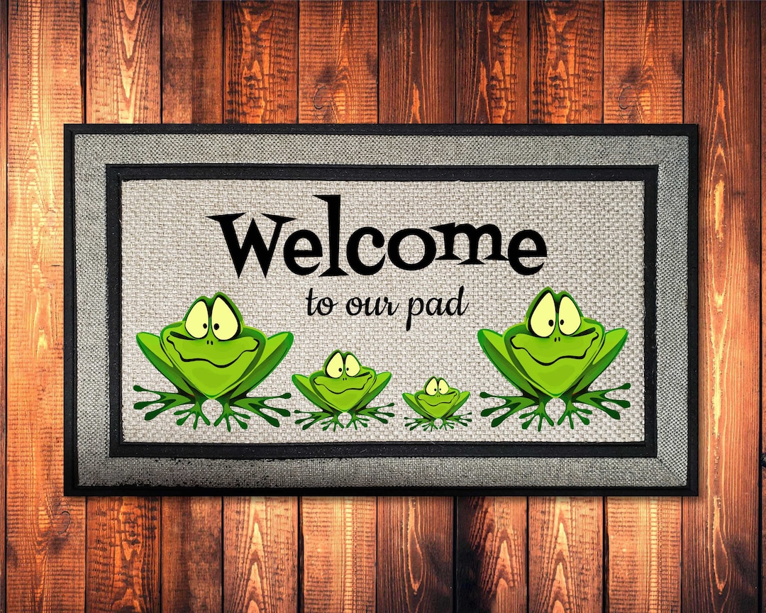 Doormat Cute Frogs Greeting, Cute Porch Greeting, Family FROGS Welcome ...