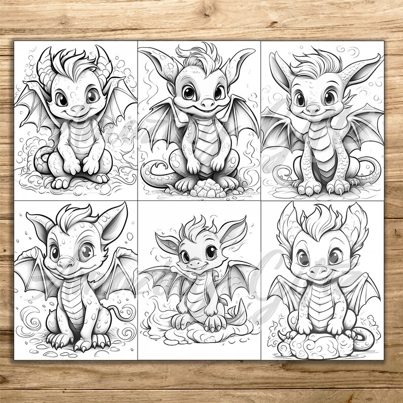 27 Page Baby Dragon Coloring Book for Kids Fantasy Art - Etsy