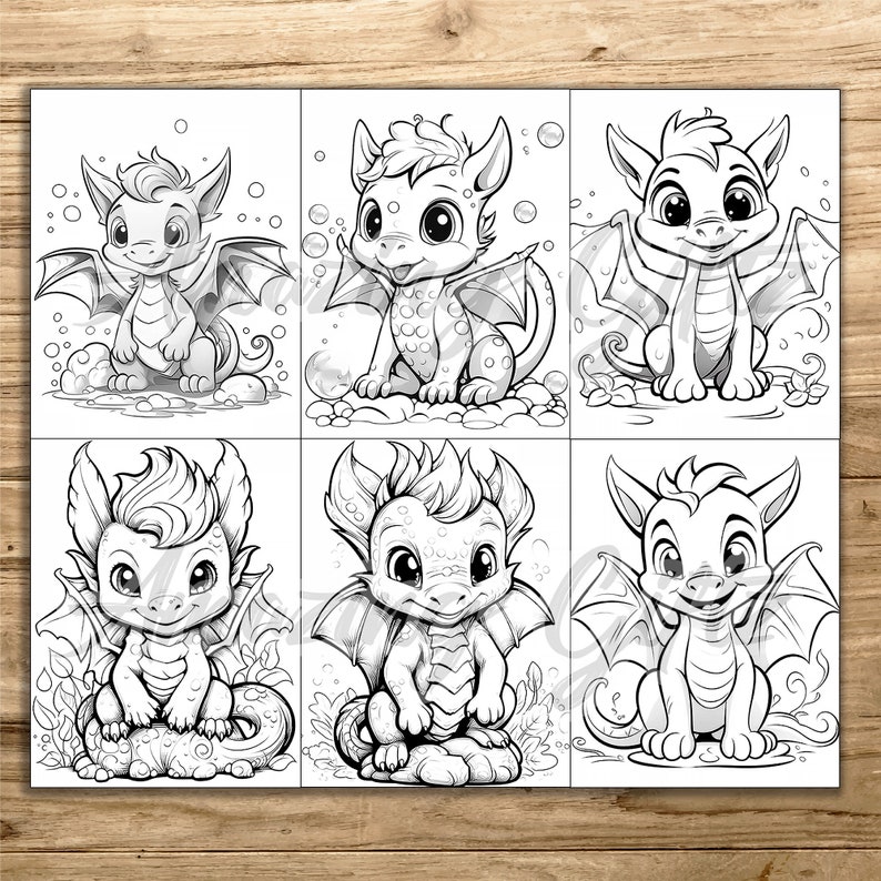 27 Page Baby Dragon Coloring Book for Kids Fantasy Art - Etsy