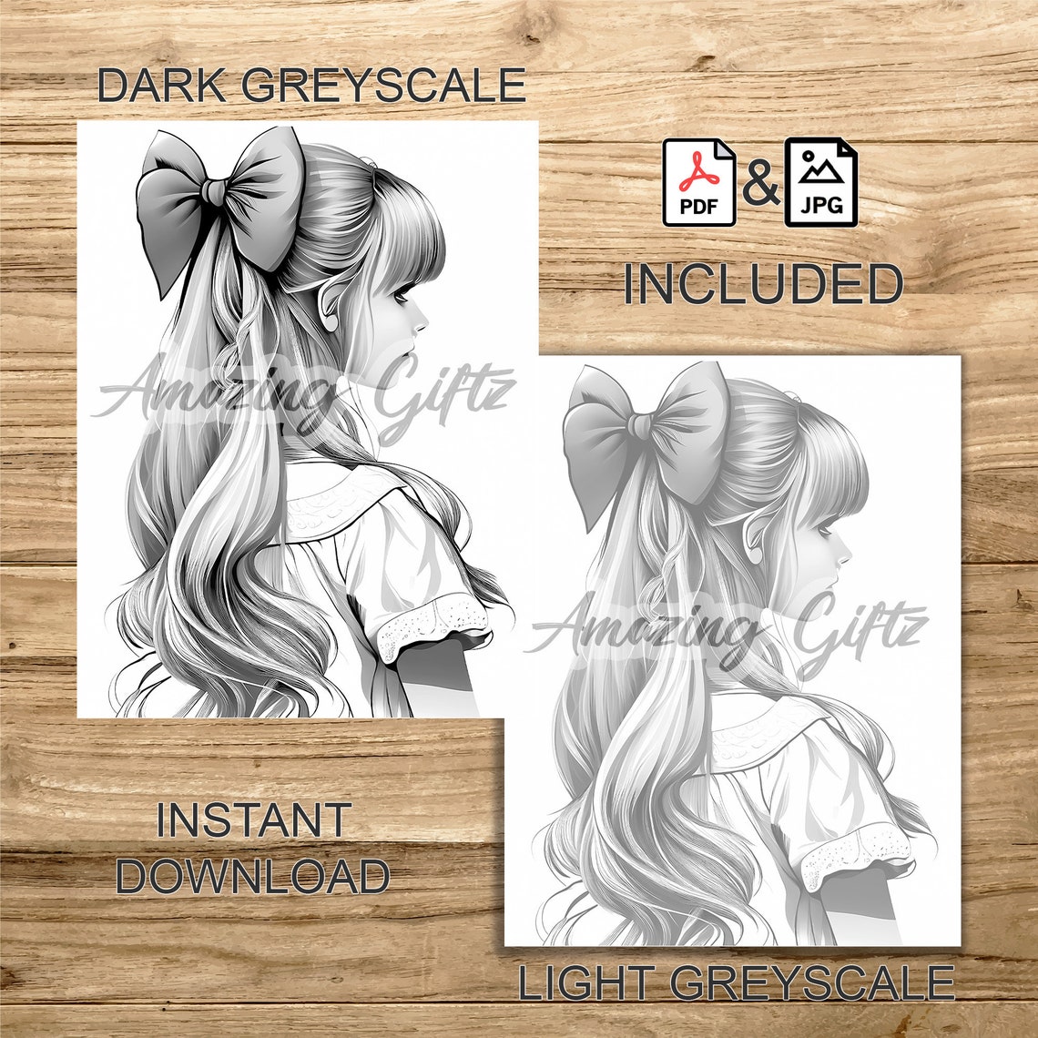 Gorgeous Hair Style Coloring Page for Adults Printable Grayscale ...